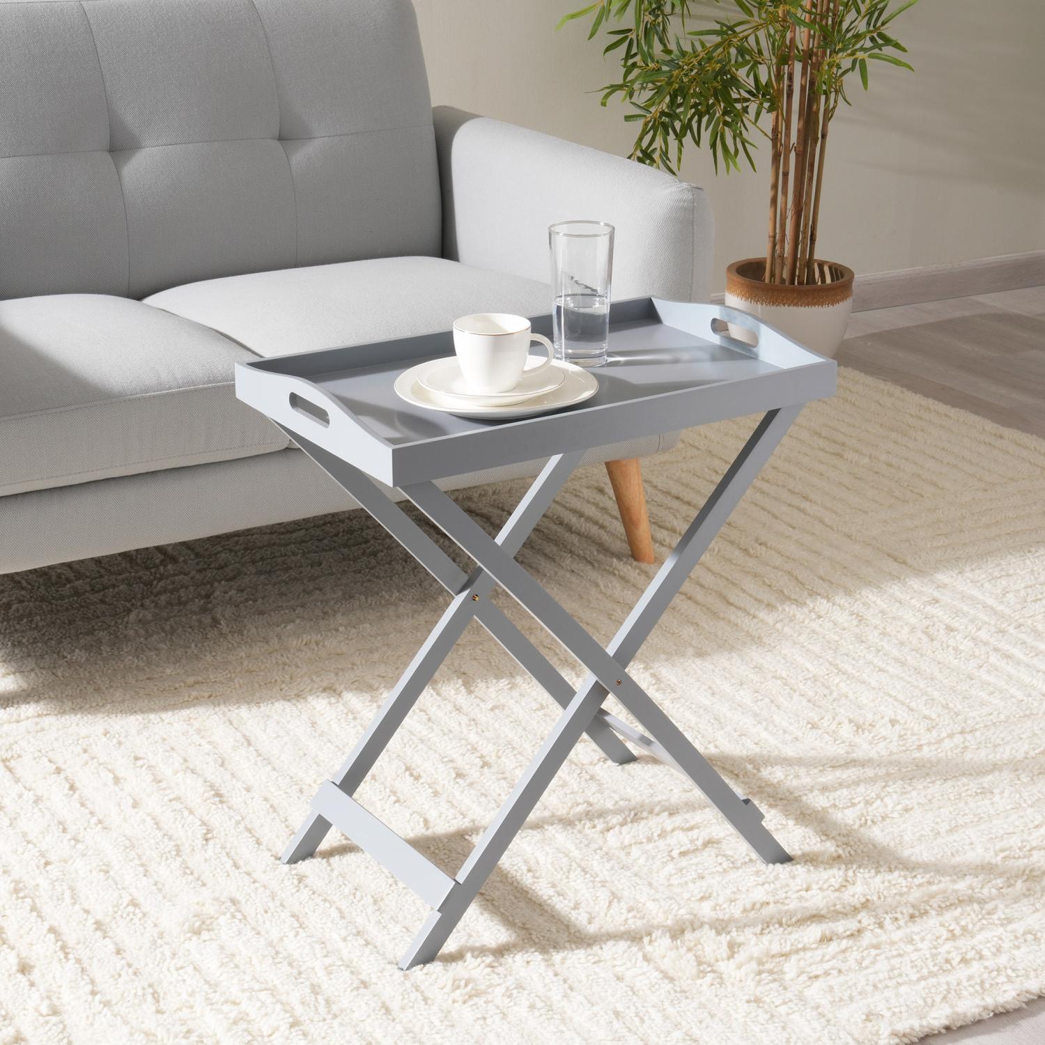 OLIOVE FOLDING TABLE WITH TRAY GREY